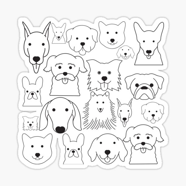 "Cute line art dogs" Sticker for Sale by YesShop | Redbubble