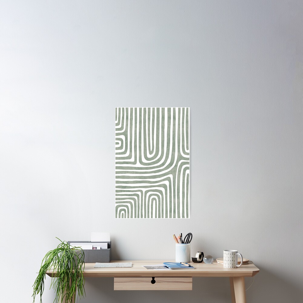 "Sage green line art" Poster by Miss-Belle | Redbubble