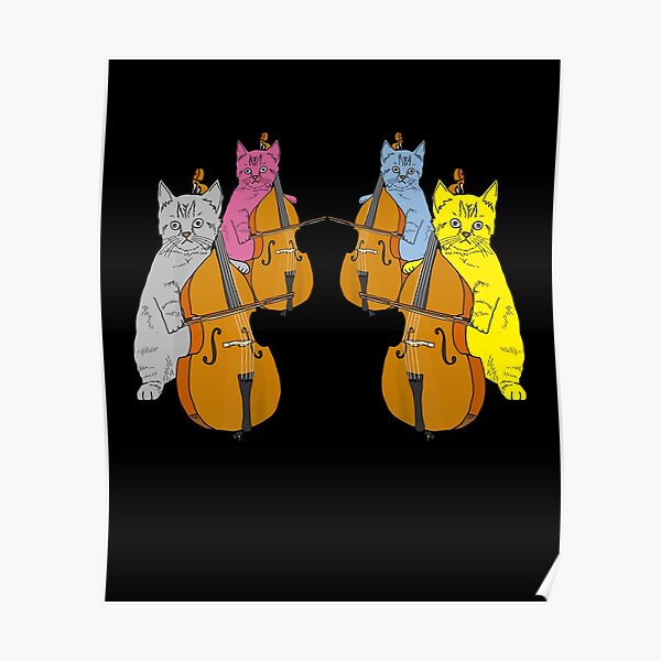 "Cello Cats Violin Violin Musicians Music" Poster for Sale by mooon85 ...