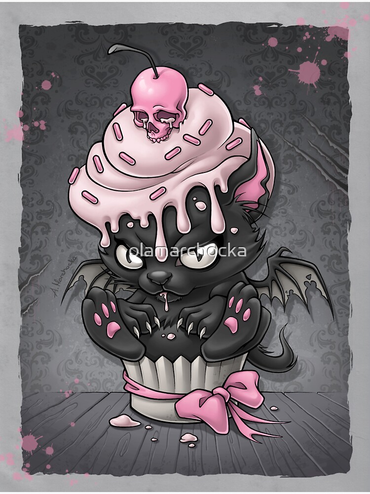 "Devil Kitty Cupcake" Sticker for Sale by olamarchocka | Redbubble