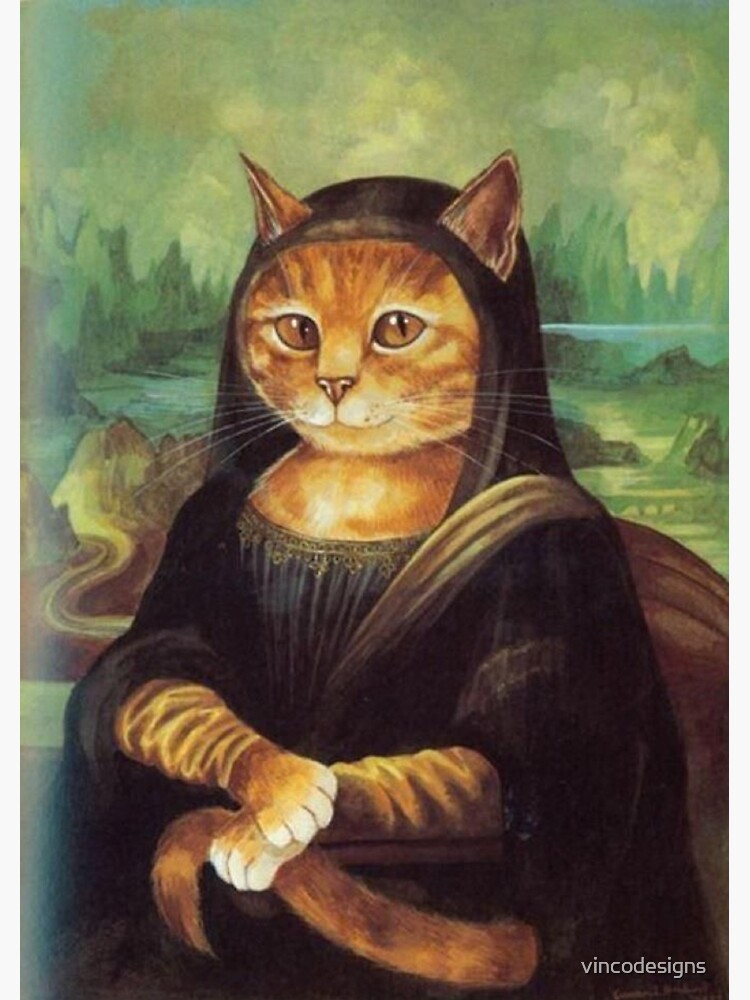 "Cat Mona Lisa Custom Artwork" Sticker by vincodesigns | Redbubble