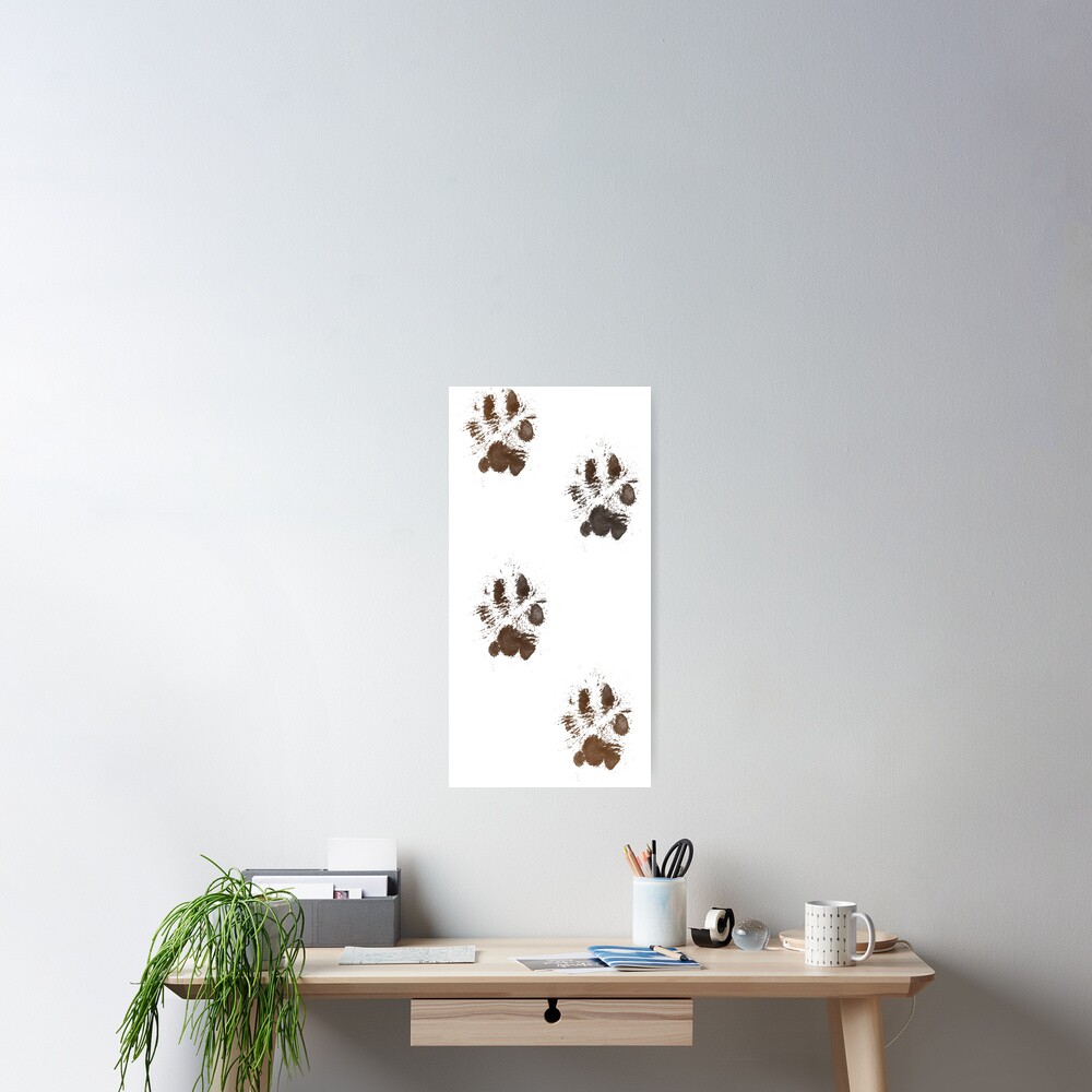"Muddy paw prints - Real looking and authentic" Poster by bdws | Redbubble