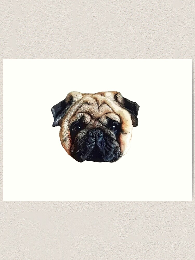 "Pug Squishy Cute Dog Face" Art Print for Sale by ElegantCat | Redbubble