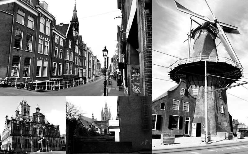 "Photo collage Delft 1 in black and white" by kultjers | Redbubble