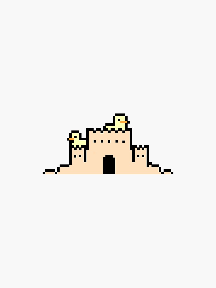 "Rubber ducks on a sand castle pixel art" Sticker for Sale by ...