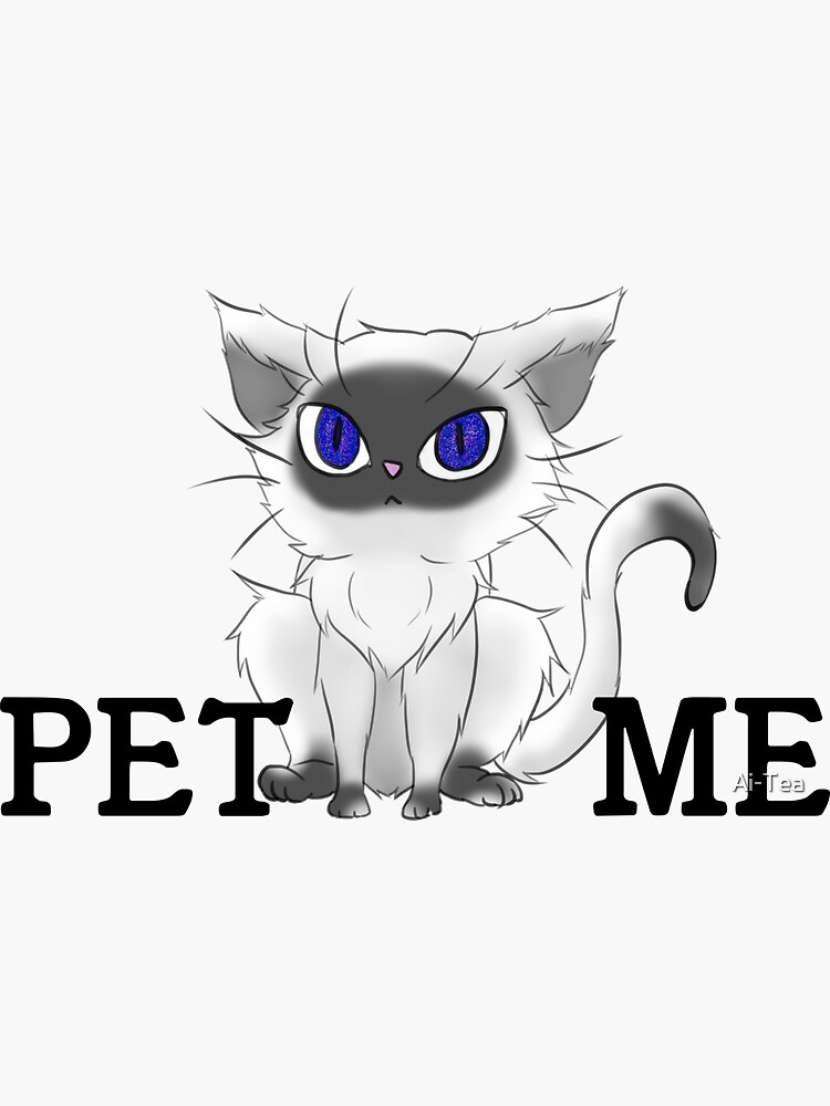"Fluffy Cat - Pet Me" Sticker for Sale by Ai-Tea | Redbubble