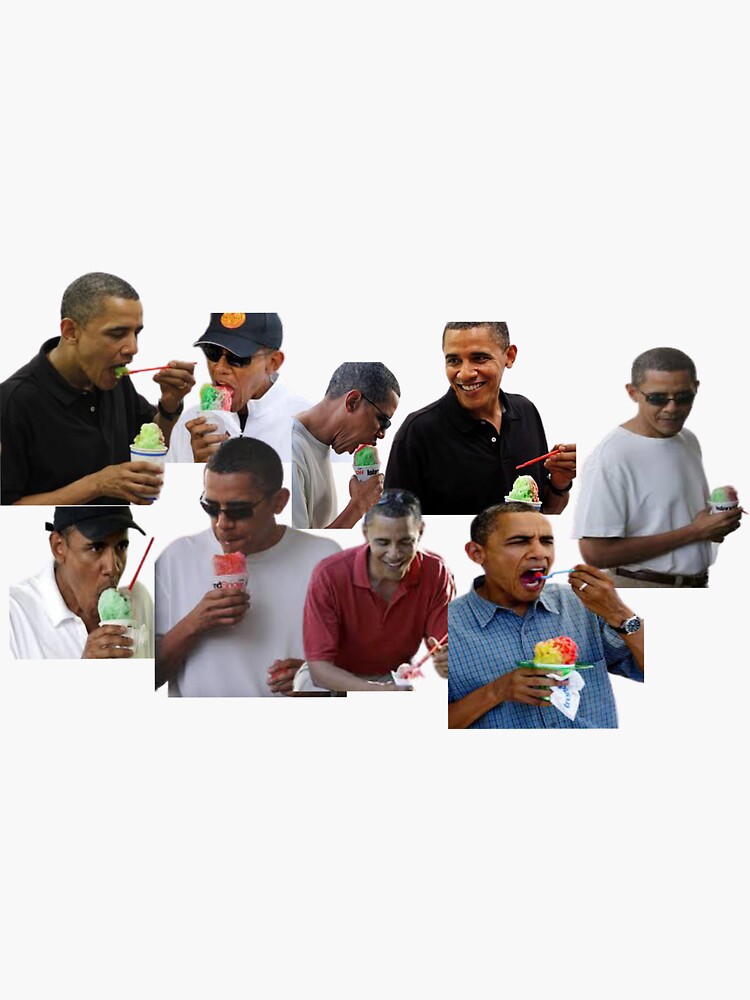 "Obama eating a snow cone " Sticker by colleentuite | Redbubble