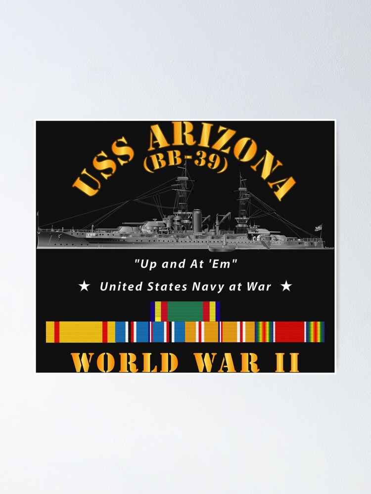 "Navy - Battleship - USS Arizona WWII w SVC Ribbons" Poster by ...