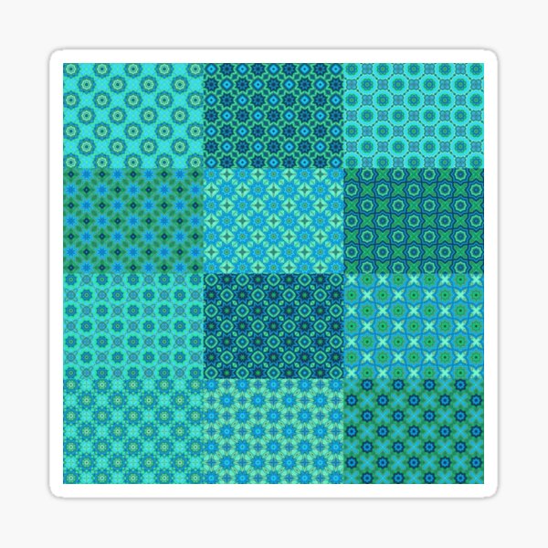 "Turquoise and Blue Digital Patchwork" Sticker for Sale by ...