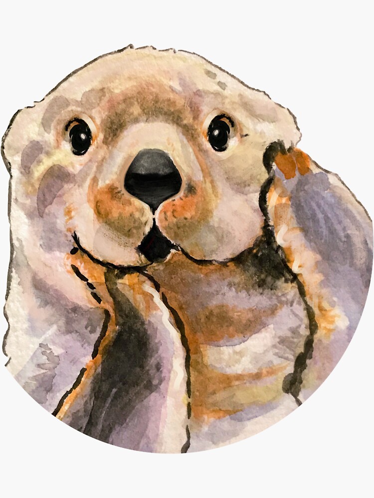 "Sea otter (white background)" Sticker for Sale by Nasariie | Redbubble