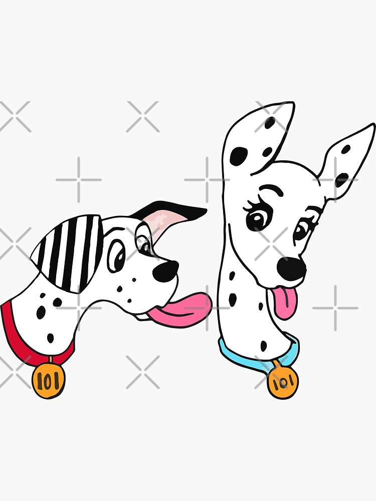 Pongo And Perdita 101 Dalmatians Fan Art Sticker By Elioevang Redbubble
