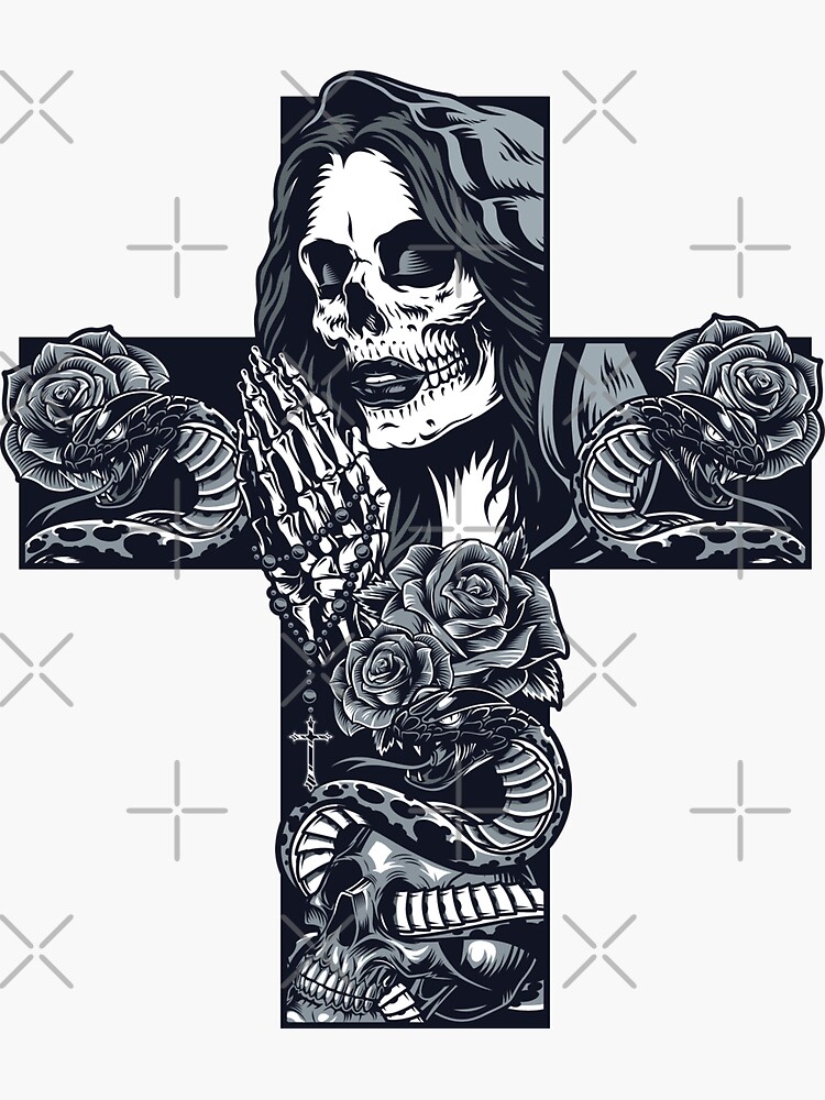 "Chicano Cross" Sticker for Sale by SuperSeries | Redbubble