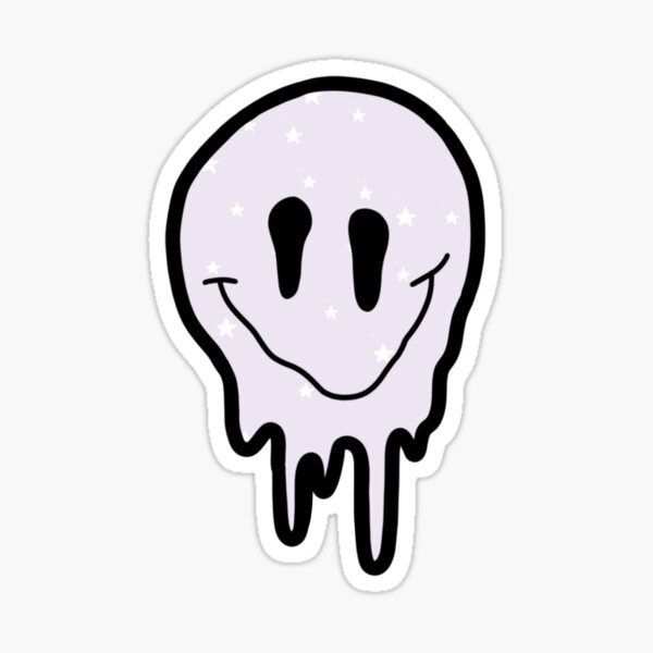 "pastel purple star drippy smiley face " Sticker by zarapatel | Redbubble