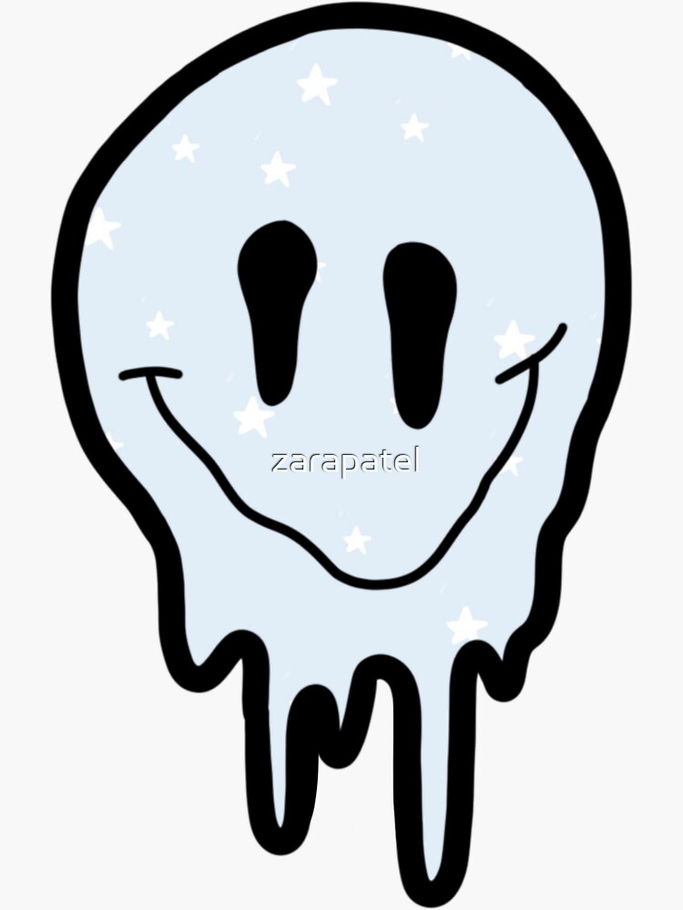 "pastel light blue star drippy smiley face " Sticker for Sale by ...