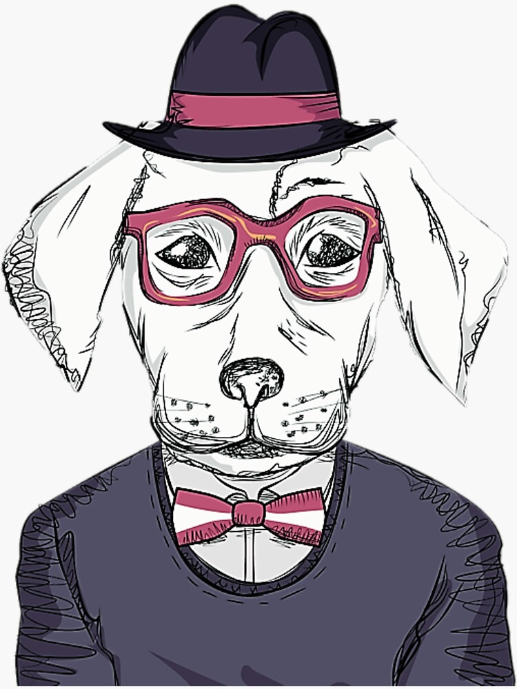 "Perro con lentes y ropa" Sticker for Sale by PortraitMyPet | Redbubble