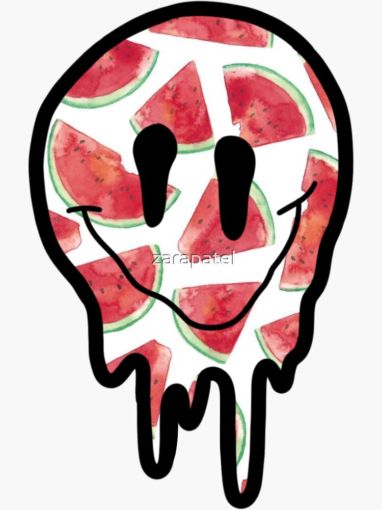 "watermelon drippy smiley face " Sticker for Sale by zarapatel | Redbubble