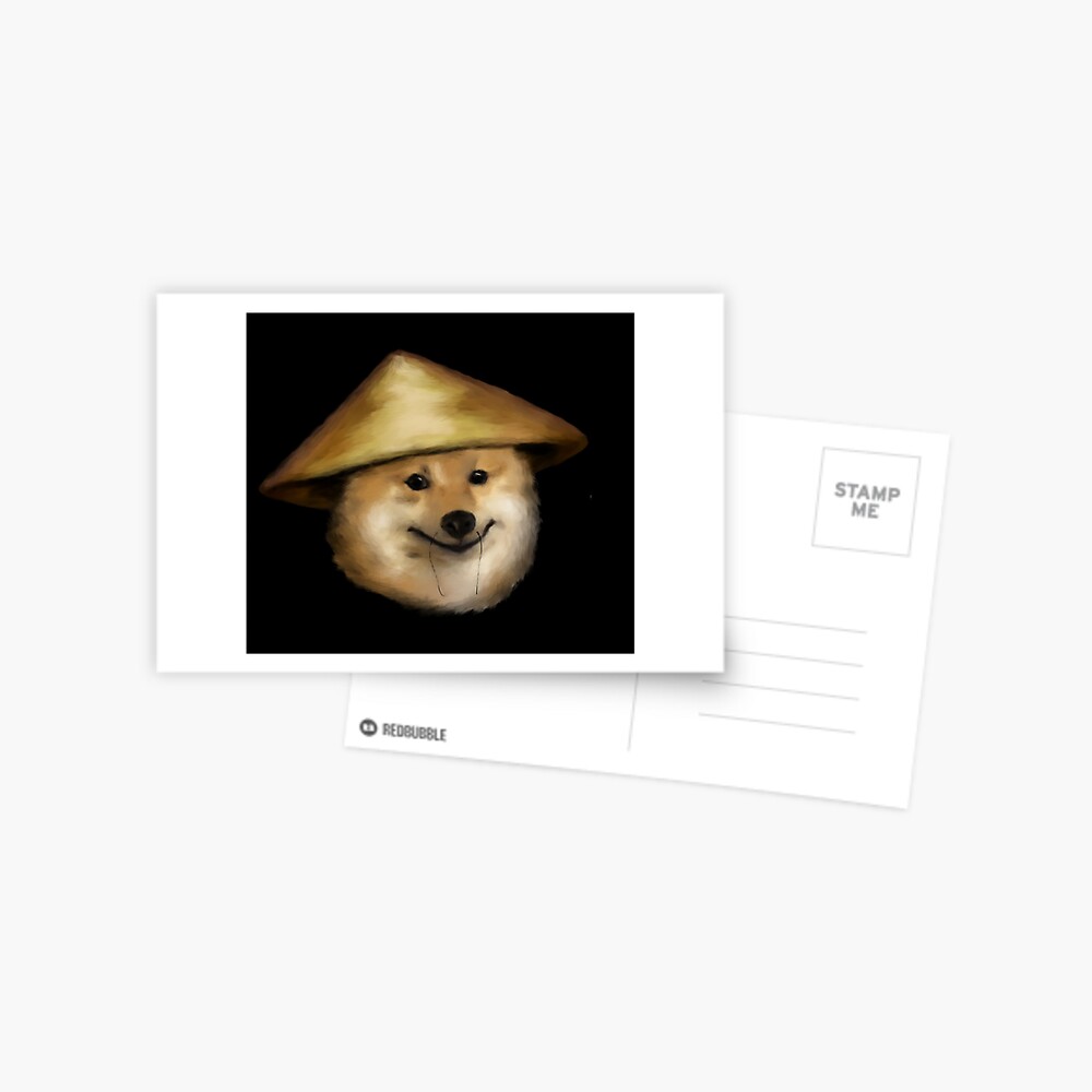 "Cheems the Shiba Inu with the Asian Rice Hat Painting" Postcard for ...