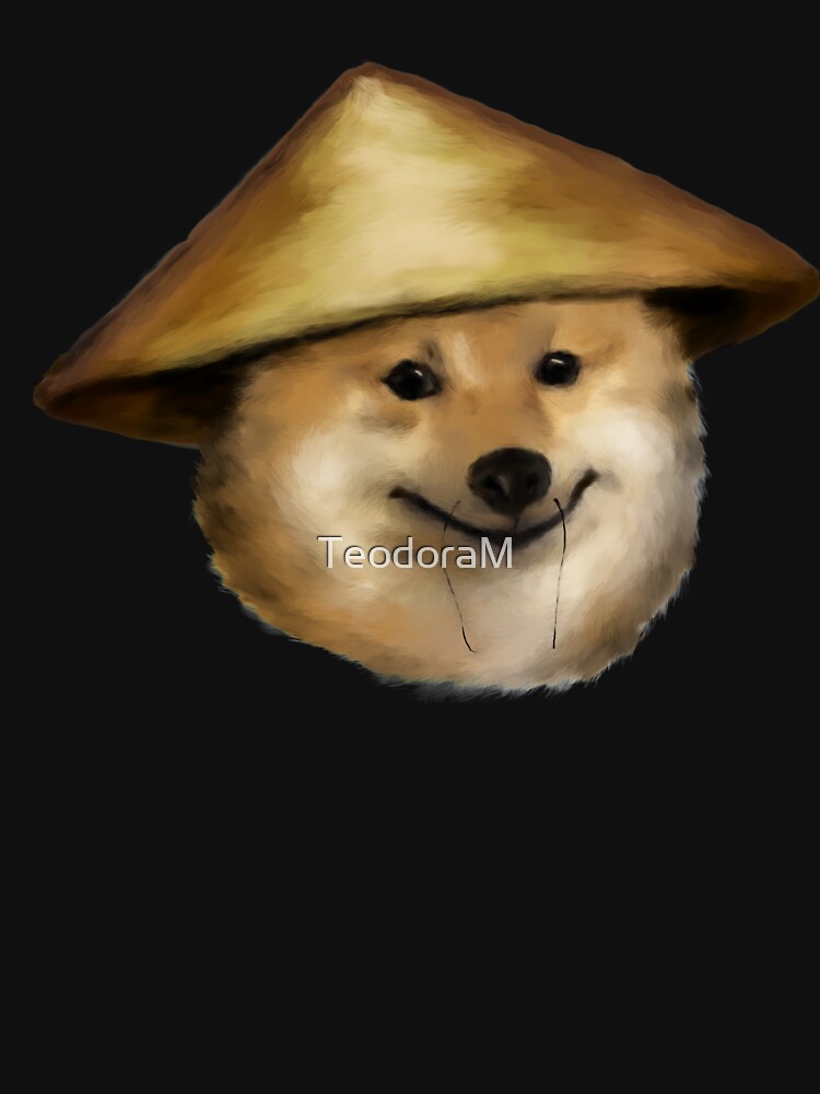 "Cheems the Shiba Inu with the Asian Rice Hat Painting" T-shirt by ...