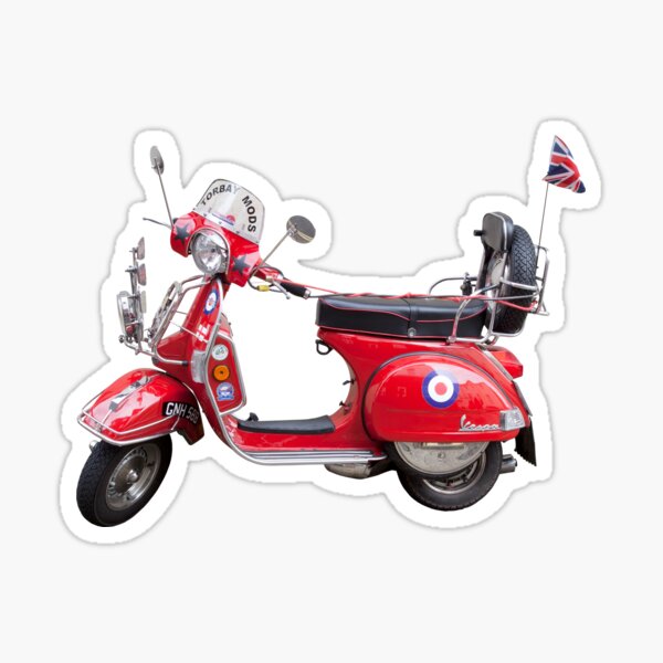 "Mod Moped" Sticker by shavenmonkeys | Redbubble