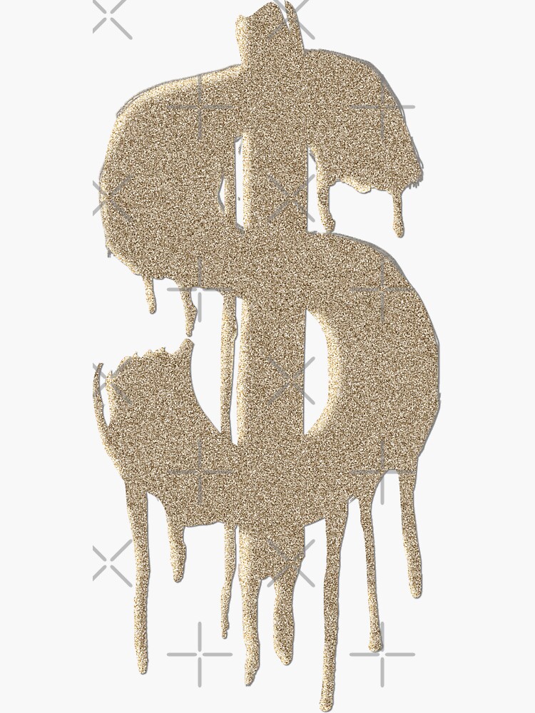 "Gold Paint Drip Money $ Sign" Sticker for Sale by MarzStudio | Redbubble