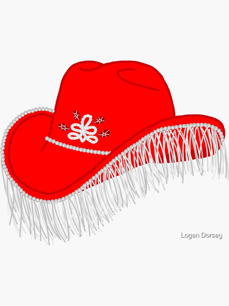 "Red Cowboy Hat" Sticker for Sale by logandorseyy | Redbubble