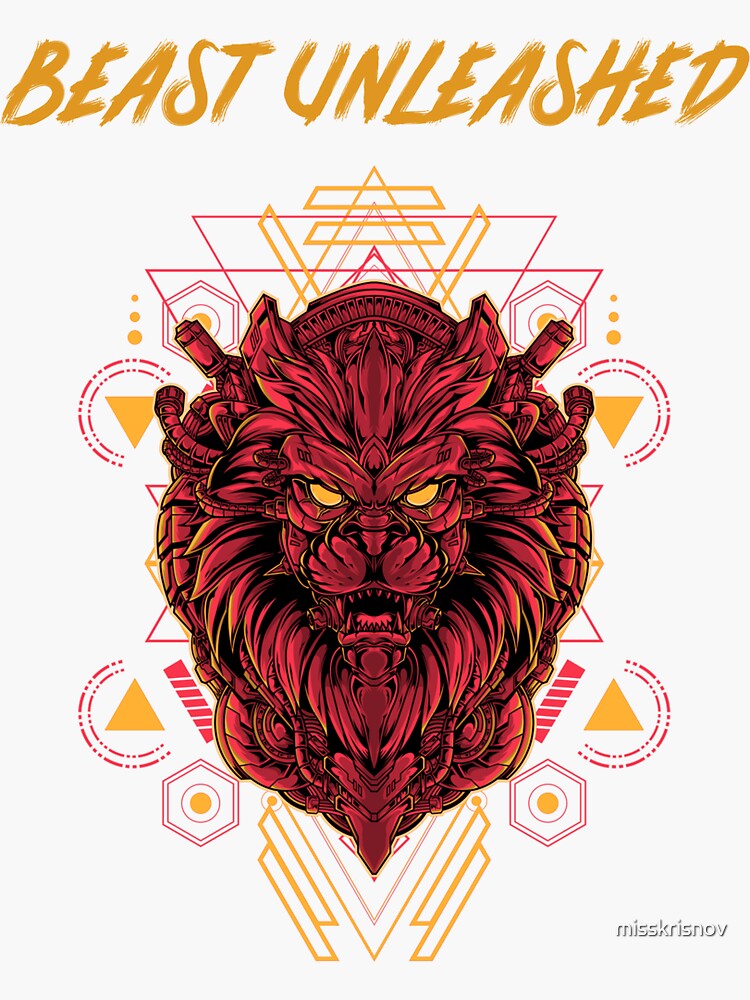 "Beast Unleashed Red Lion " Sticker for Sale by misskrisnov | Redbubble