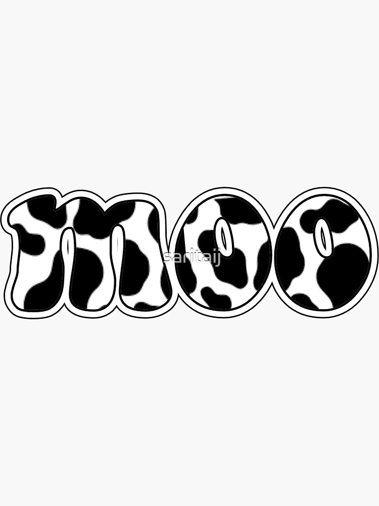 ""moo" word cow print" Sticker for Sale by saritaij | Redbubble