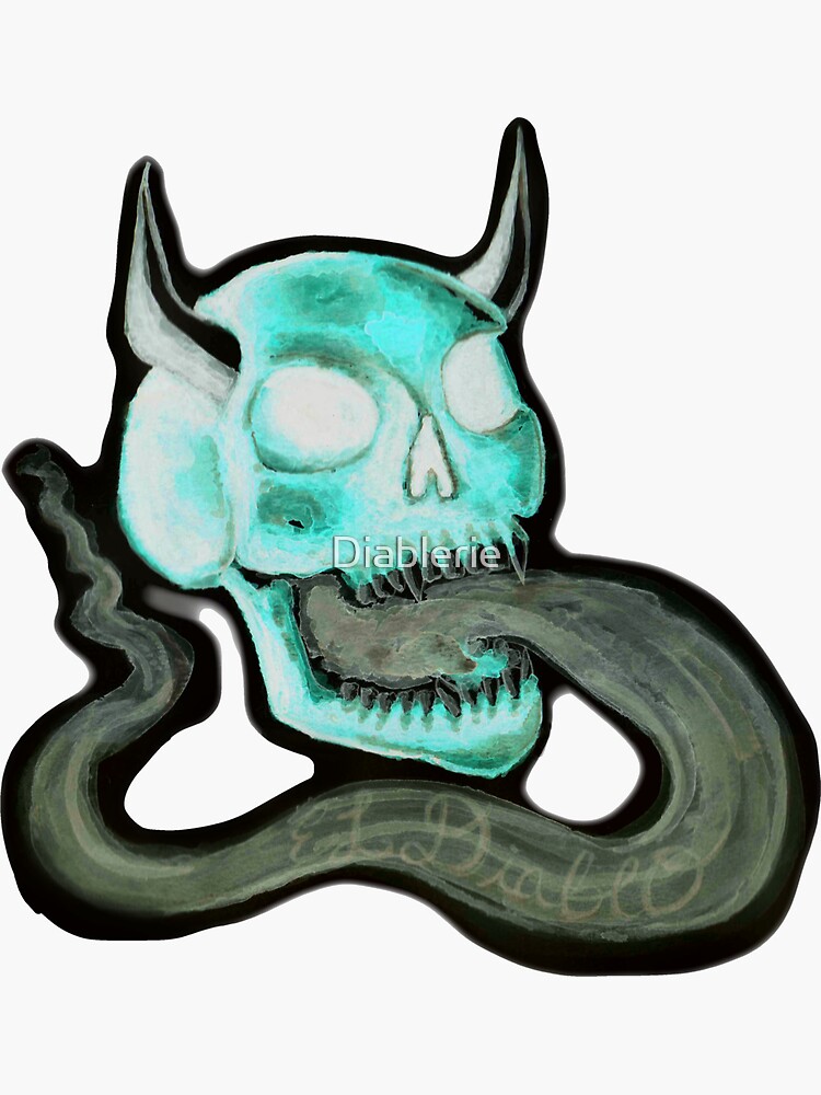 "El Diablo: Blowing smoke Negative in Blue" Sticker for Sale by ...