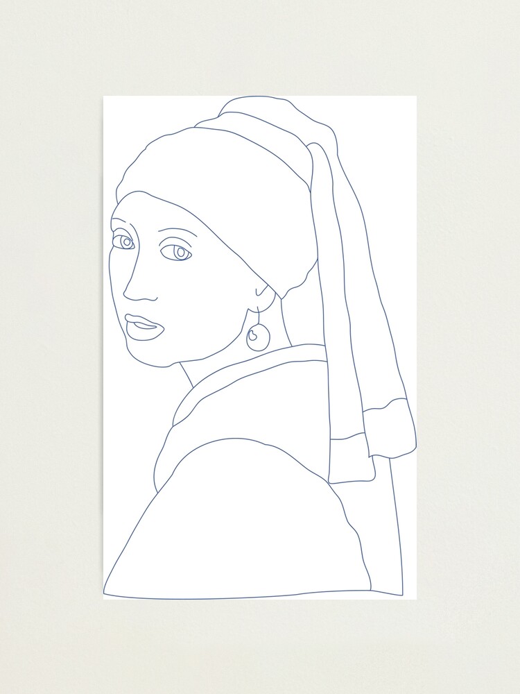 Lámina fotográfica «Chica con arete de perla (Johannes Vermeer) Blue ...