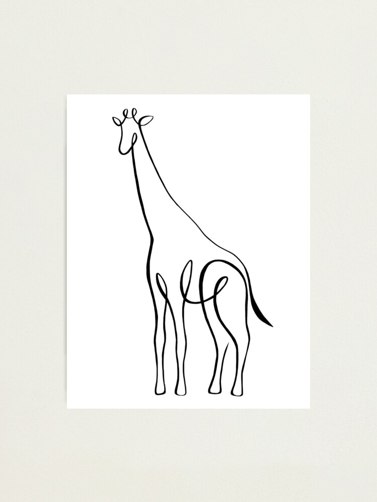 "One Line Giraffe, Minimal Line Art" Photographic Print by ...