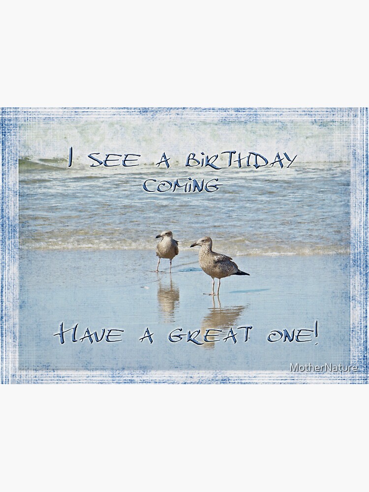 "Birthday Greeting Card - Seagulls on Beach" Canvas Print by ...