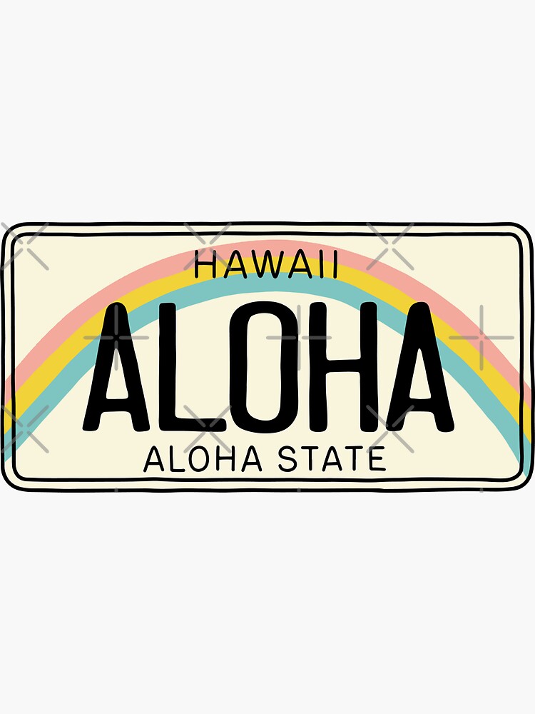 "Hawaii Aloha License Plate" Sticker for Sale by amcdesigns | Redbubble
