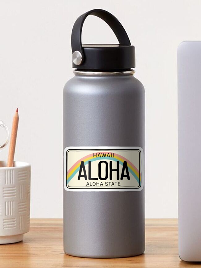 "Hawaii Aloha License Plate" Sticker for Sale by amcdesigns | Redbubble