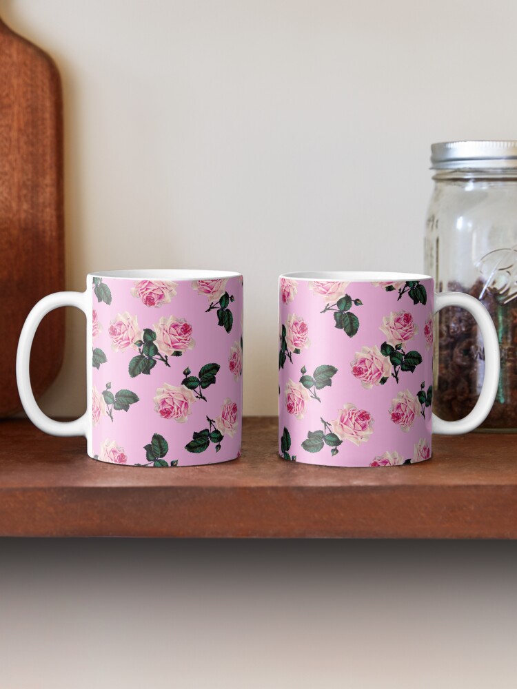 "Scattered pink vintage roses on candy pink" Coffee Mug for Sale by ...