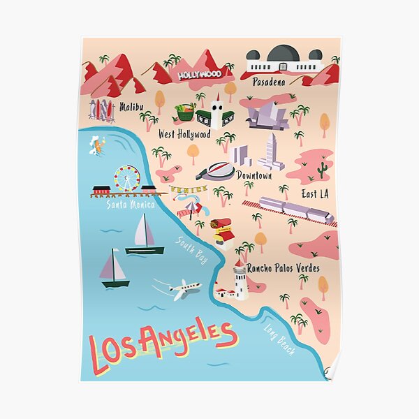 "Los Angeles Map" Poster for Sale by kaileycastro | Redbubble