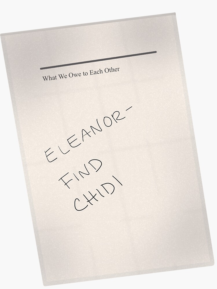 "Eleanor - Find Chidi" Sticker for Sale by 6miamilkshakes | Redbubble