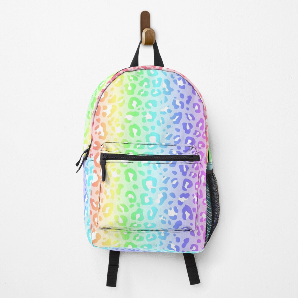 "Pastel Rainbow and White Spots Leopard Print" Backpack for Sale by ...