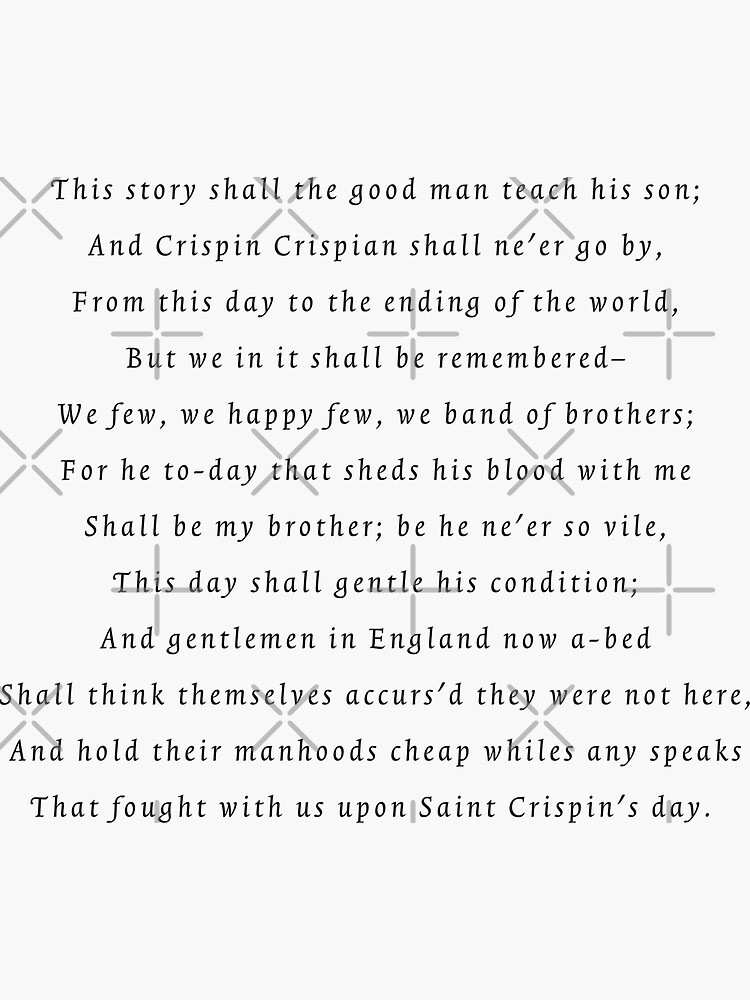 "St Crispin's Day Speech" Sticker by MrFunkhouser | Redbubble