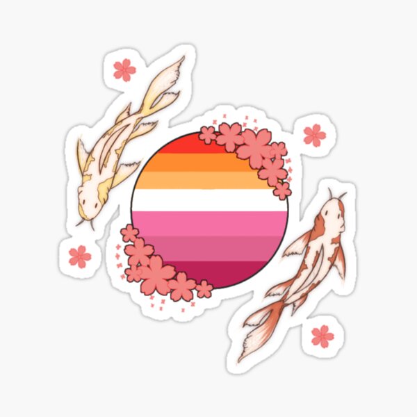 "LGBTQ+ Lesbian flag koi fish" Sticker for Sale by CloudinArtworks ...