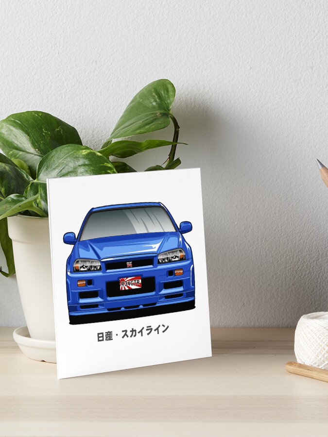 "Cartoon Skyline R34 GTR Front View" Art Board Print for Sale by ...