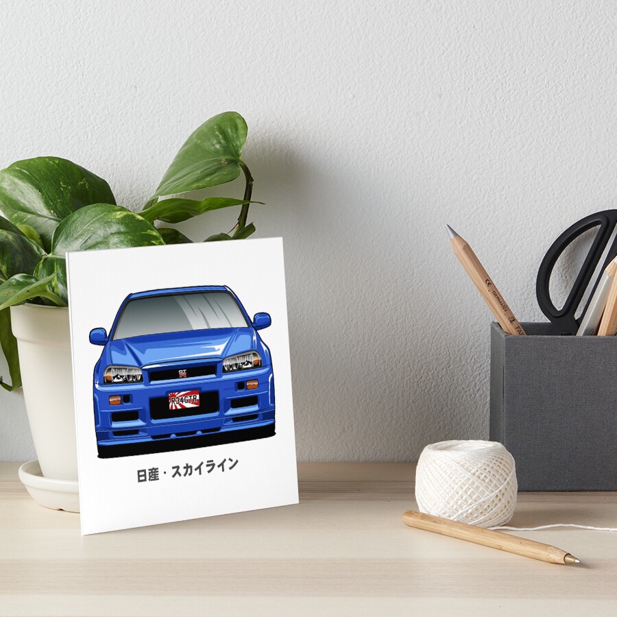 "Cartoon Skyline R34 GTR Front View" Art Board Print by idrdesign ...