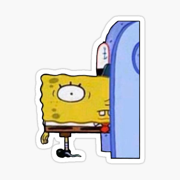 "Wide Spongebob Peeking Meme" Sticker by sillyeggy | Redbubble