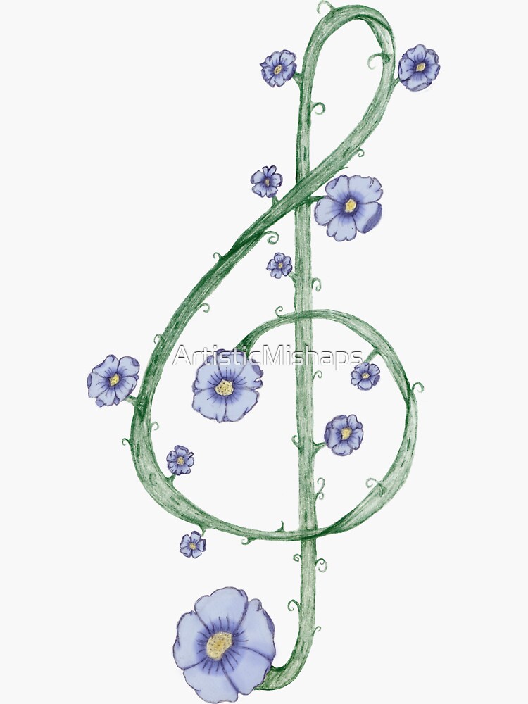 "Forget-me-not Treble Clef Vine Note" Sticker for Sale by ...