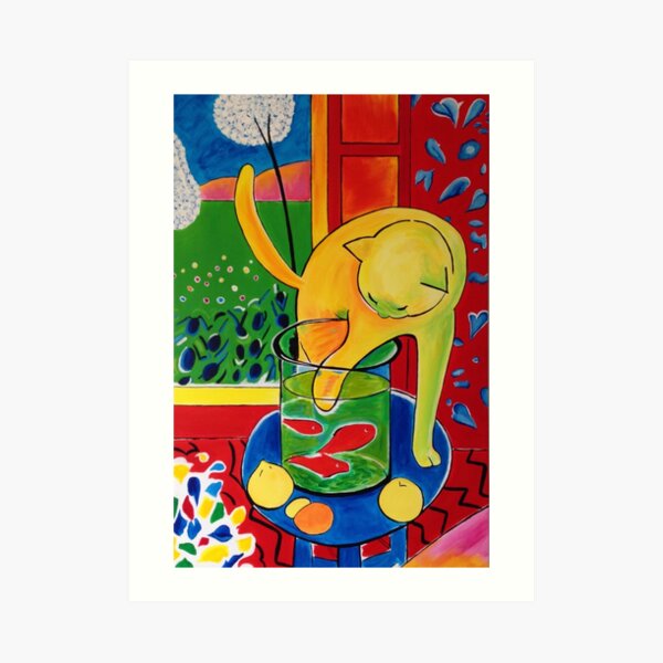 Impression artistique « Chat Matisse - Le chat aux poissons rouges (le ...