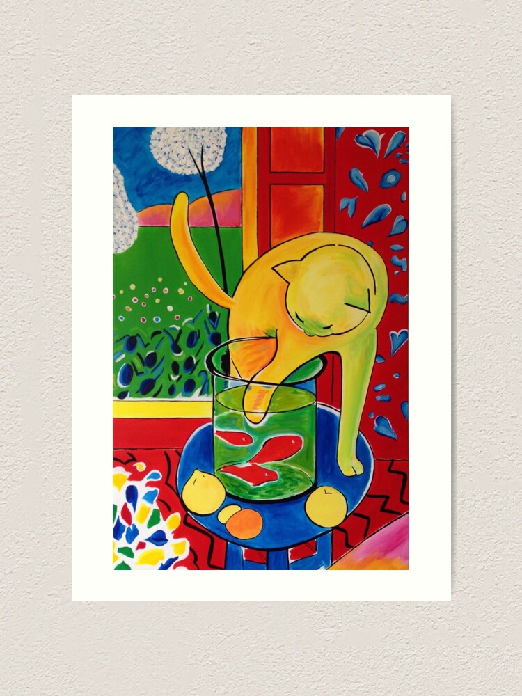 Impression artistique « Chat Matisse - Le chat aux poissons rouges (le ...