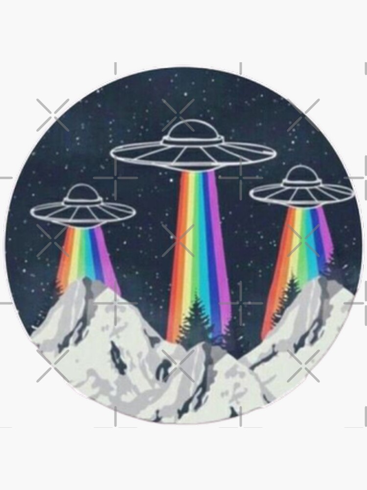 "rainbow UFOs!" Sticker for Sale by SAVAGEwav | Redbubble