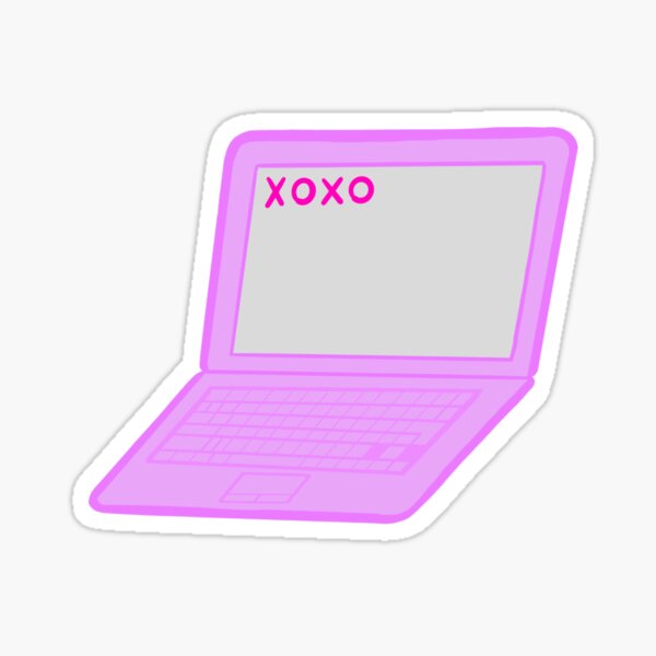 "Pink laptop " Sticker by apis-florea | Redbubble