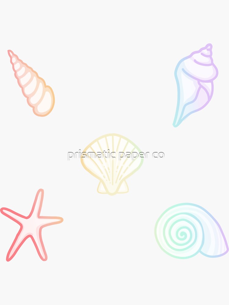 "seashell sticker pack in soft rainbow" Sticker for Sale by brickelle ...