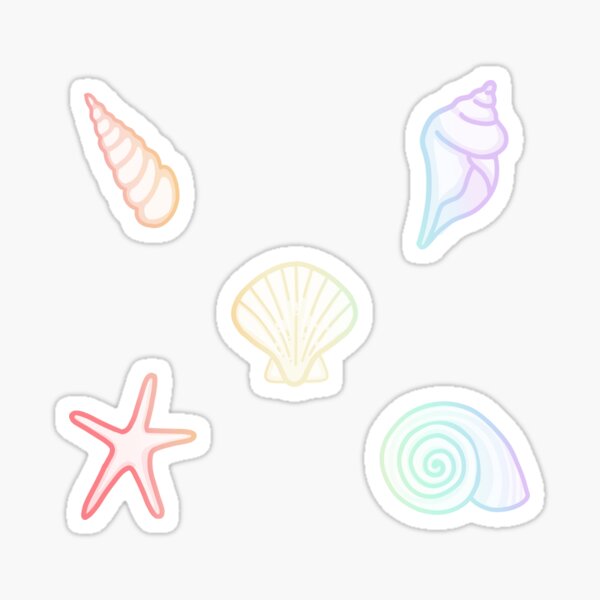 "seashell sticker pack in soft rainbow" Sticker for Sale by brickelle ...