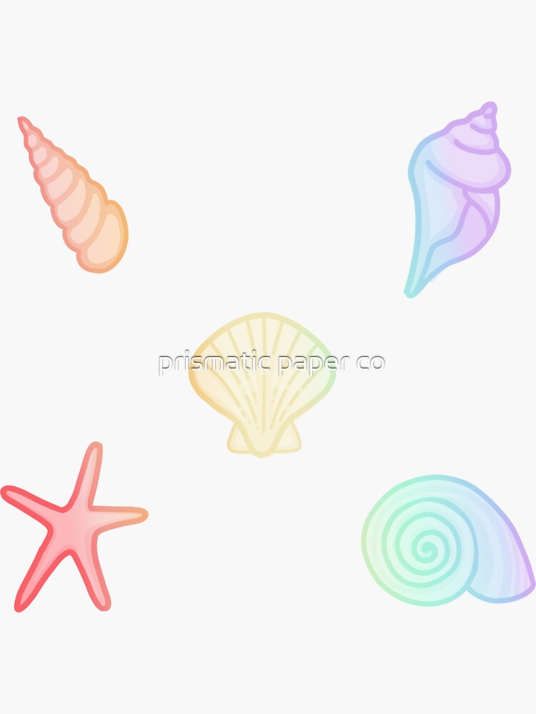 "seashell sticker pack in rainbow" Sticker by brickelle | Redbubble